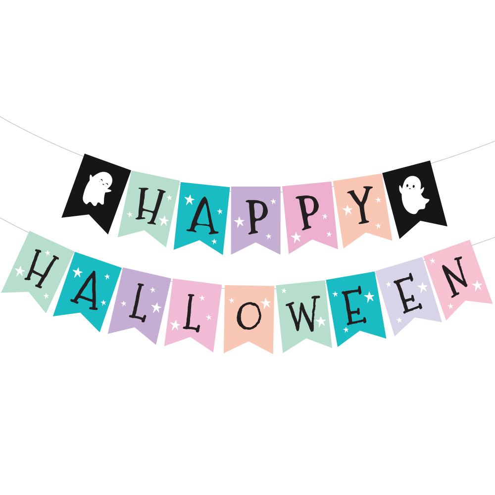 Banderines Happy Halloween Colores Pastel