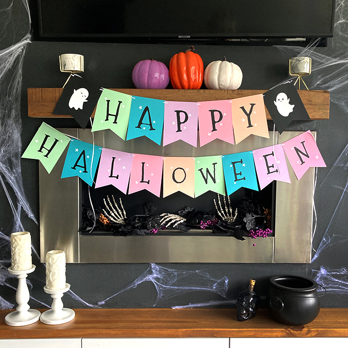 Banderines Happy Halloween Colores Pastel