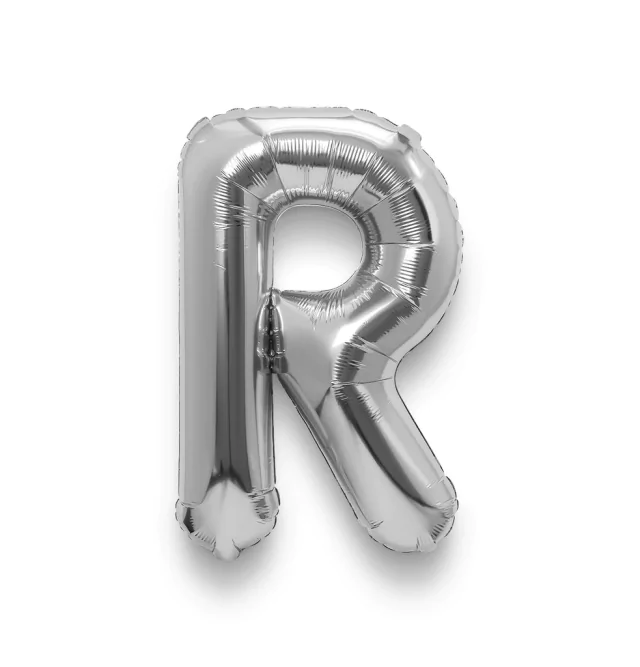 Globo Plateado Metalizado Letra R Mayúscula - 40 cms.