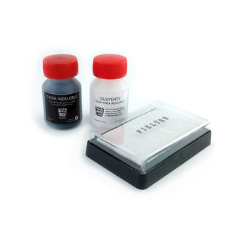 Tinta indeleble color negro para sellos, botellita 250cc.