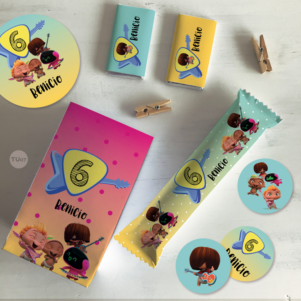 Kit imprimible mini bit power rocker candy bar - TuKit