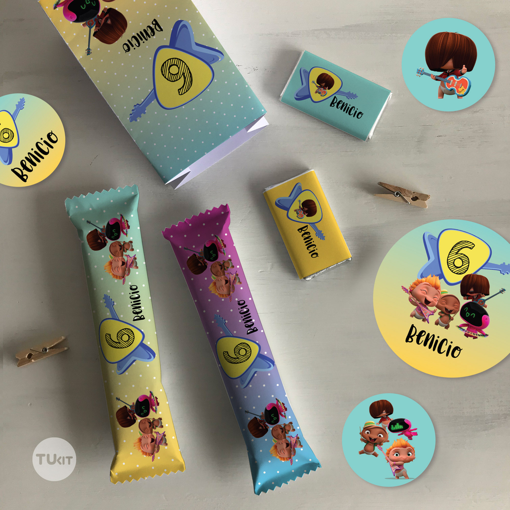 Kit imprimible mini bit power rocker candy bar - TuKit