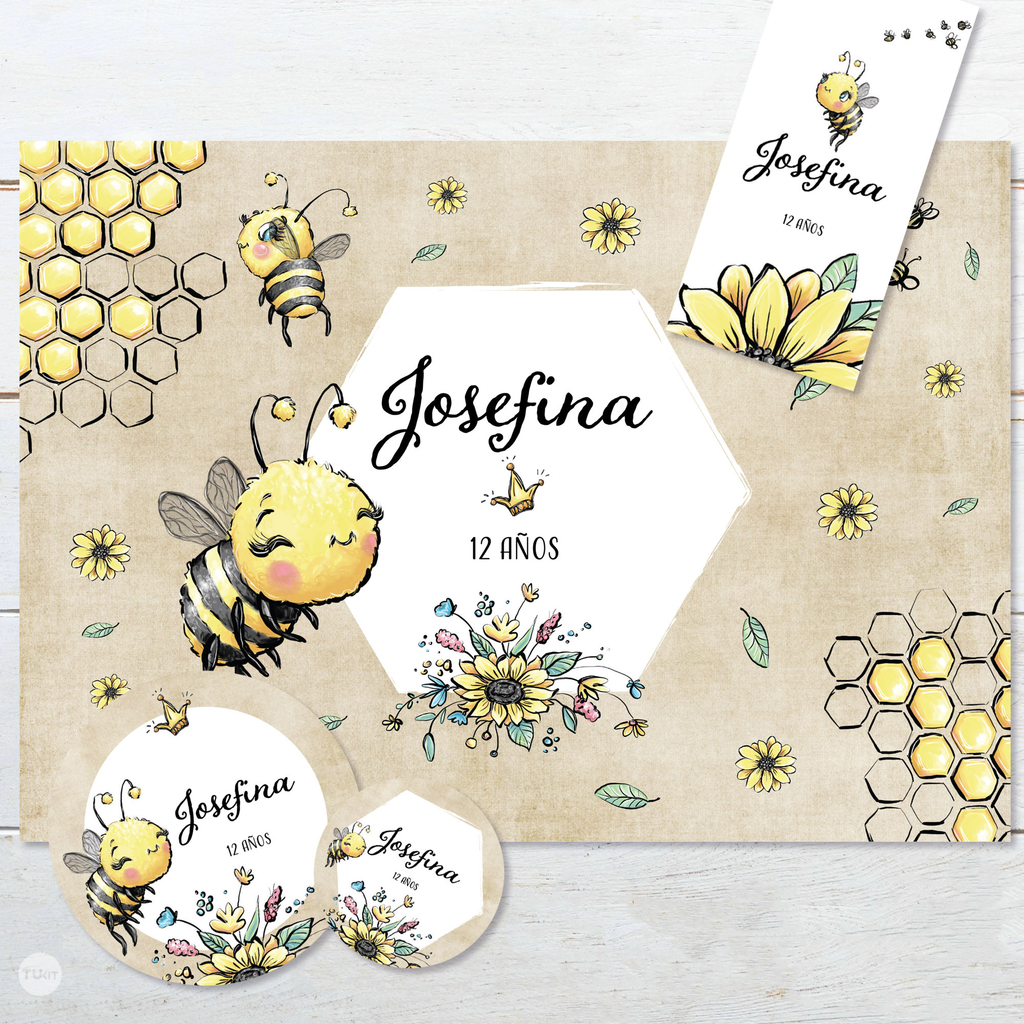 Kit imprimible abejas bee flores panal tukit - TuKit