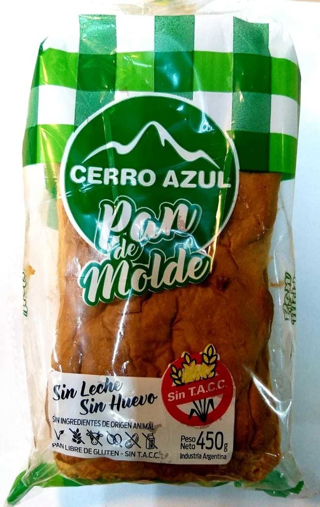 Pan De Molde Sin Leche Sin Huevos 450Gr Cerro Azul