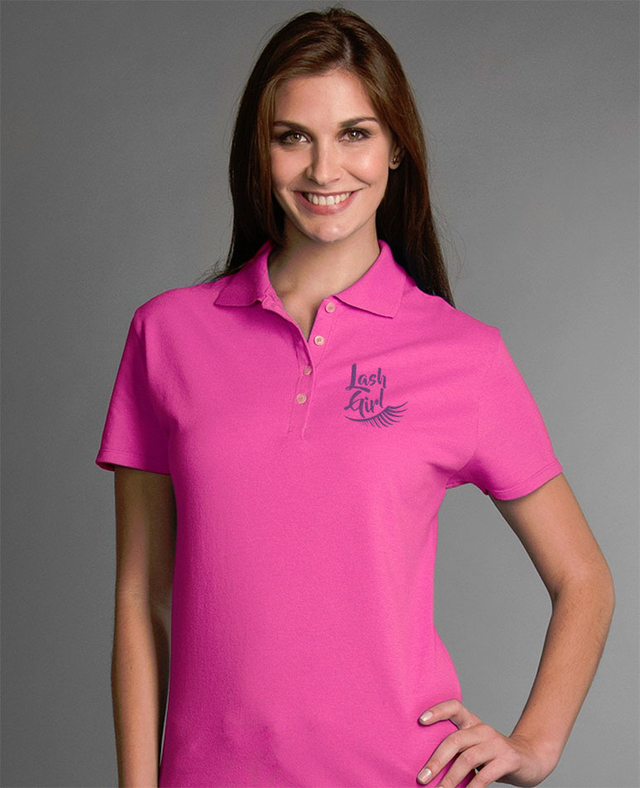 Playera Polo Rosa LashGirl B pestañas Bordada