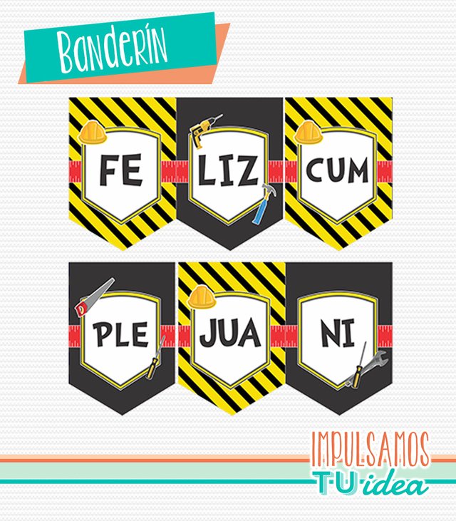 CUMPLE CONSTRUCCIÓN, BANDERÍN CUMPLE IMPRIMIBLE