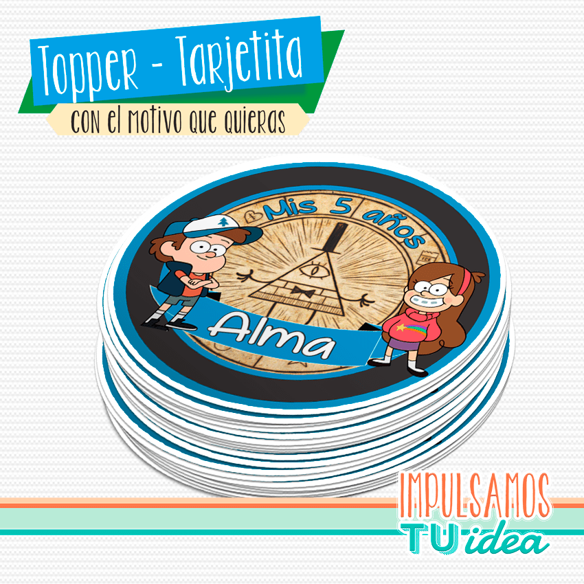 Cumple Gravity Falls, topper gravity falls imprimible