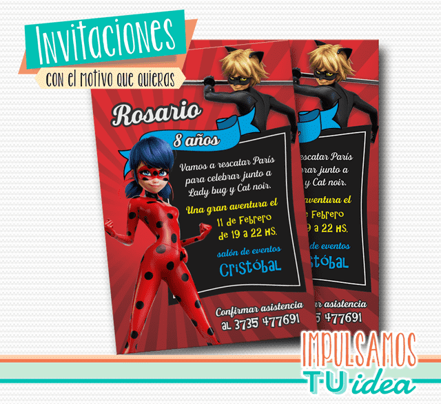 Miraculous ladybug invitación imprimible
