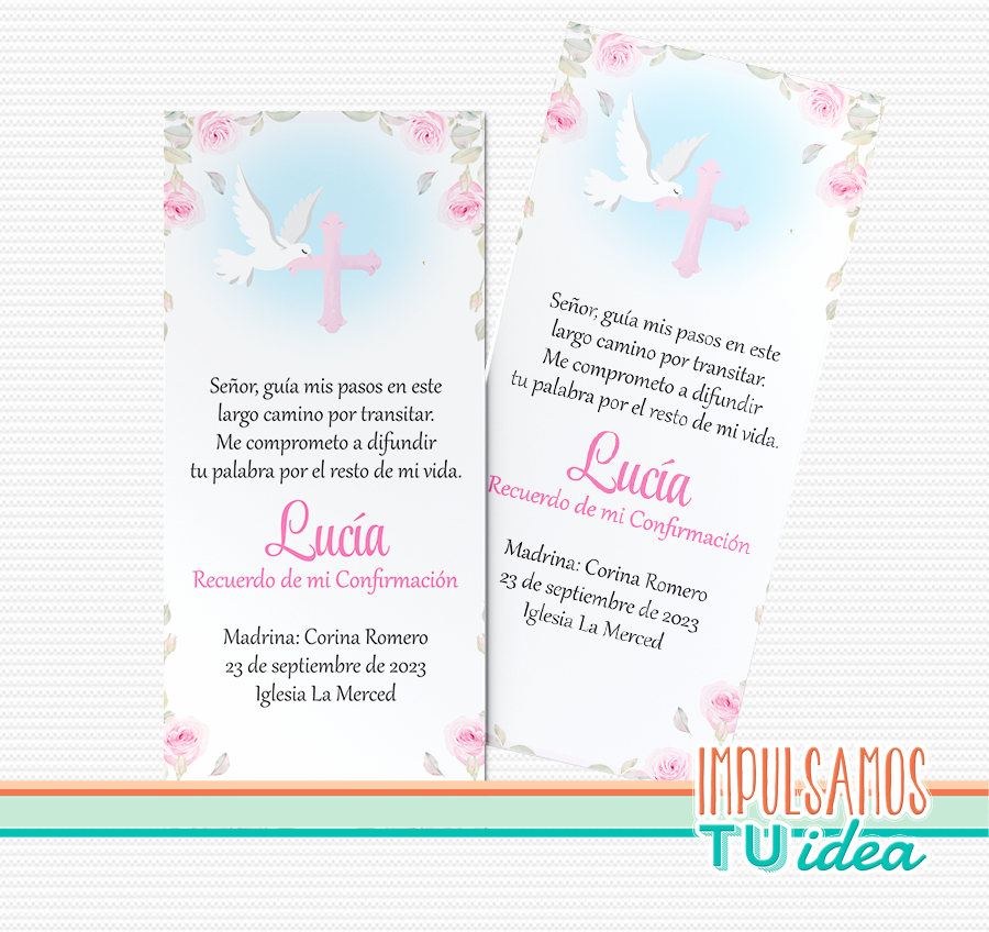 Estampita confirmación nena Lucía para IMPRIMIR