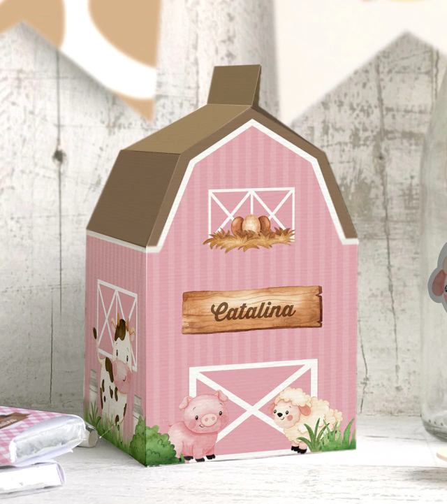 2 Cajas Granero Rosa y Marrón PDF con textos Editables