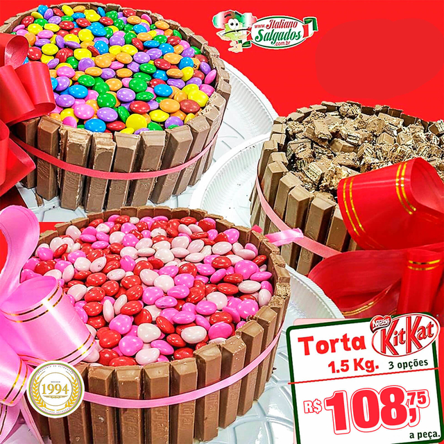 Torta Kit Kat - Recheio:Creme Chocolate