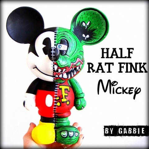Half Rat Fink Mickey Art Toy - Gabbie Custom Art