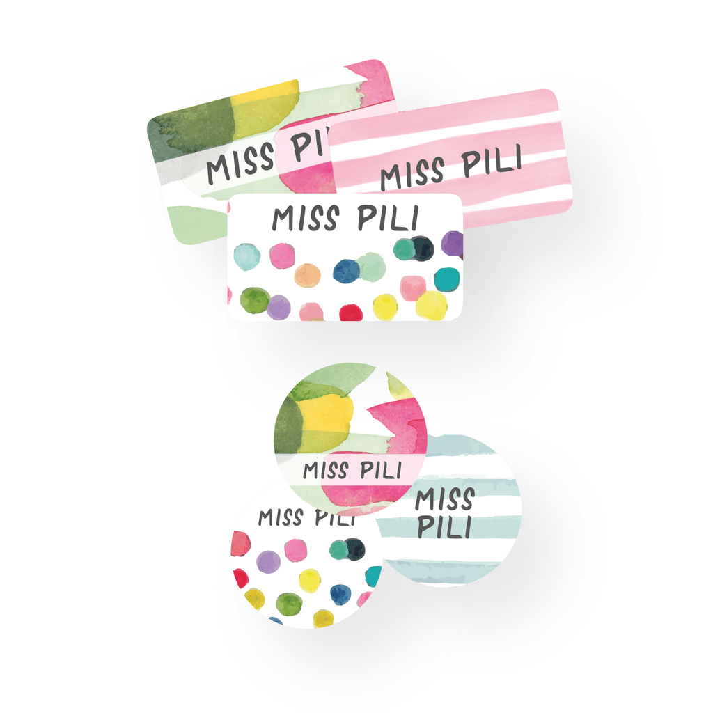 Stickers personales lavables COLOURS x 30