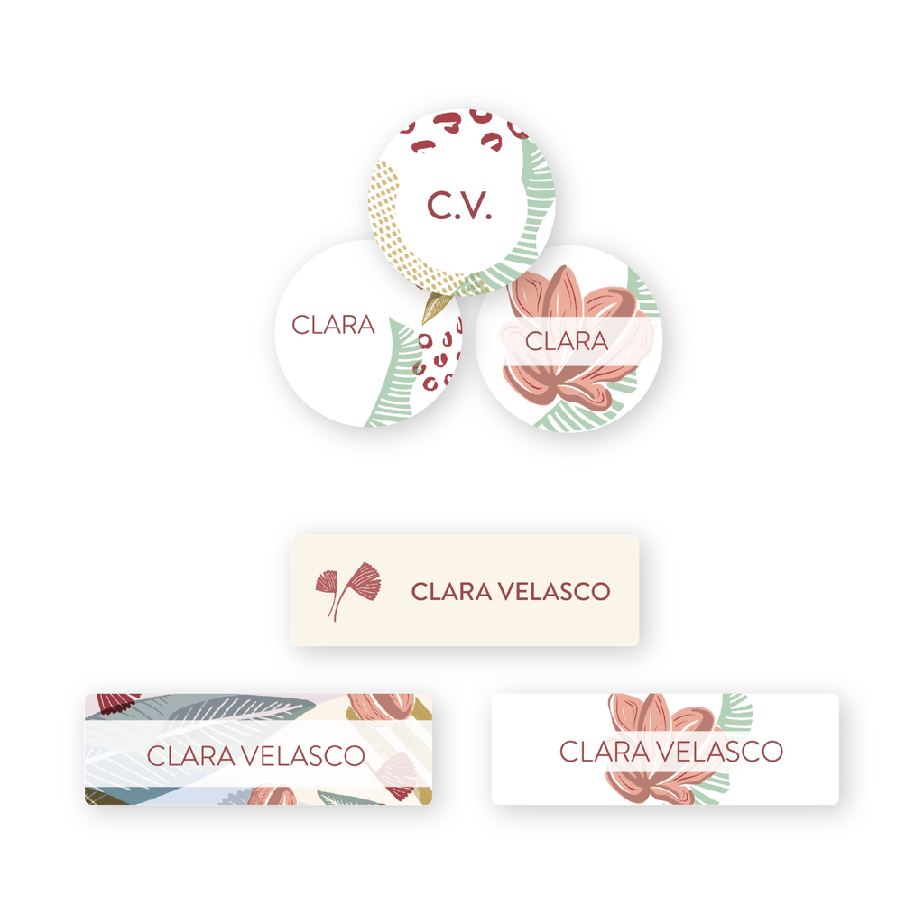 Stickers personales lavables Pastel x 30 - Lo de María