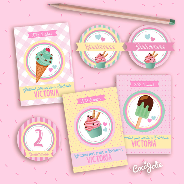 Kit Imprimible Heladitos Verano