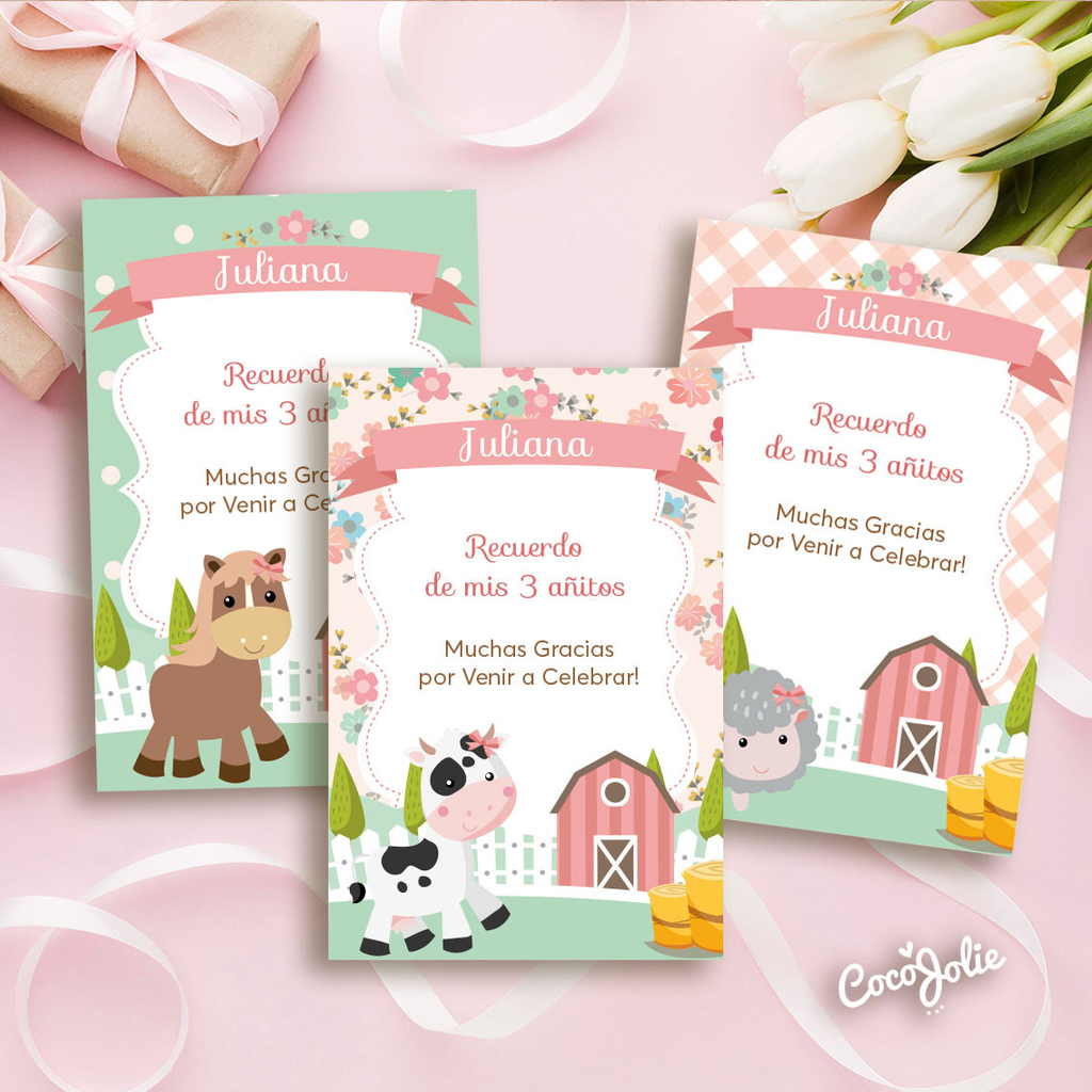Kit Animalitos de la Granja Nena. Imprimible Personalizable