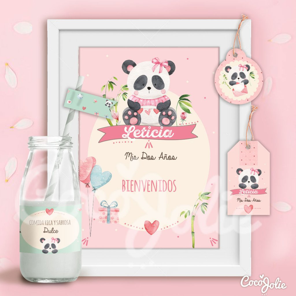 Kit Imprimible Osito Panda Rosado