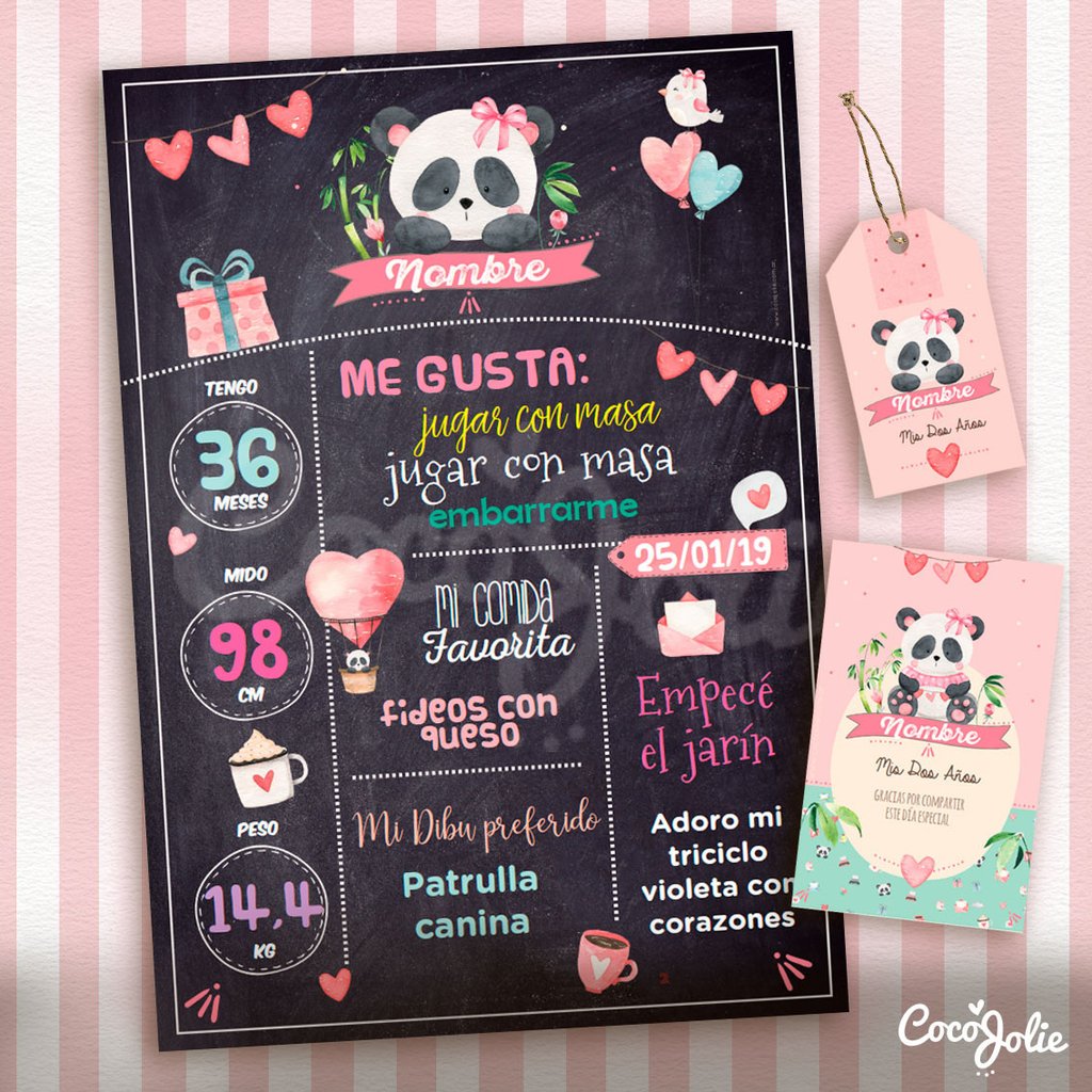 Kit Imprimible Osito Panda Rosado