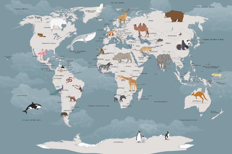 Wild world map blue - Comprar en shop.lucatdisenios.com