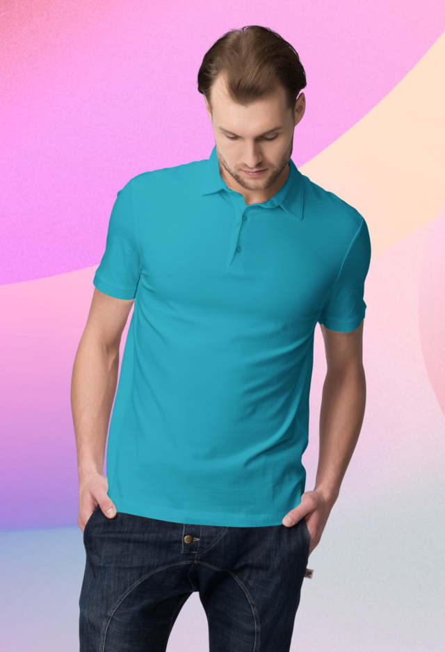 Camiseta Polo Azul Turquesa - Comprar em Nova Camiseta