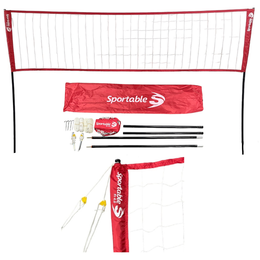 Red De Voley 4 M Con Parante De Pvc 1.80 M + Cintas + Pelota