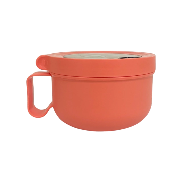 Vianda de Acero Inoxidable Redonda Con Cubiertos 850 ml Rosa