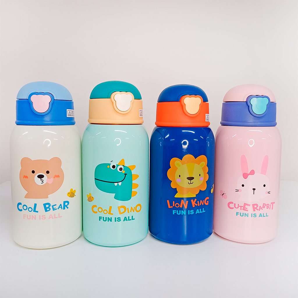 Termo de Acero Inoxidable Azul y Blanco Cool Bear 500 ml