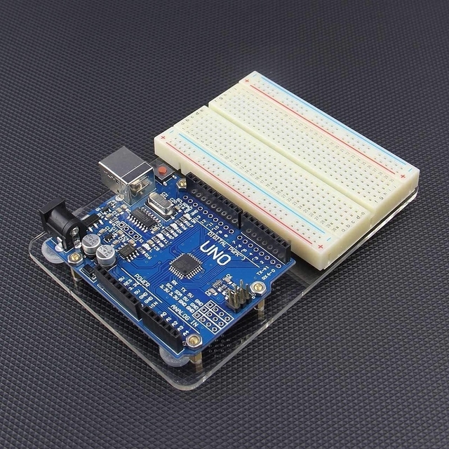 Base em Acrílico para Fixar Placa Arduino Uno e Protoboard