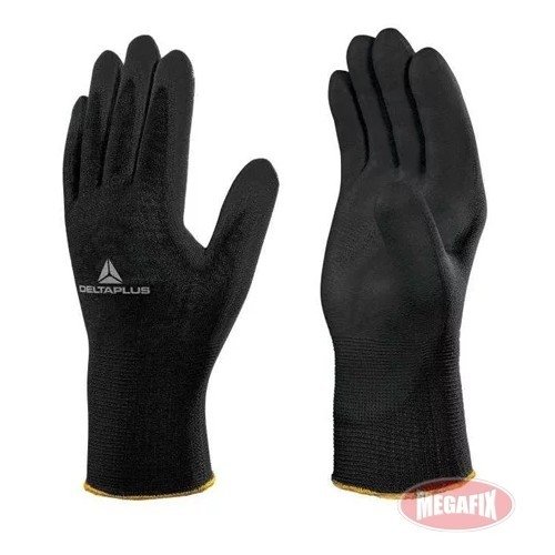 Luva FlexTáctil Poliéster com Revestimento PU Preta