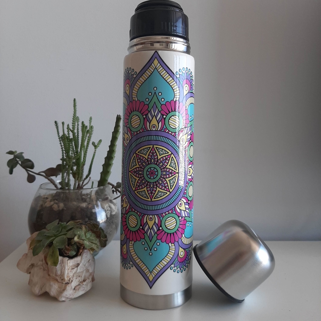Termo 1 Litro «Mandala flower» - Toma Mate Tienda