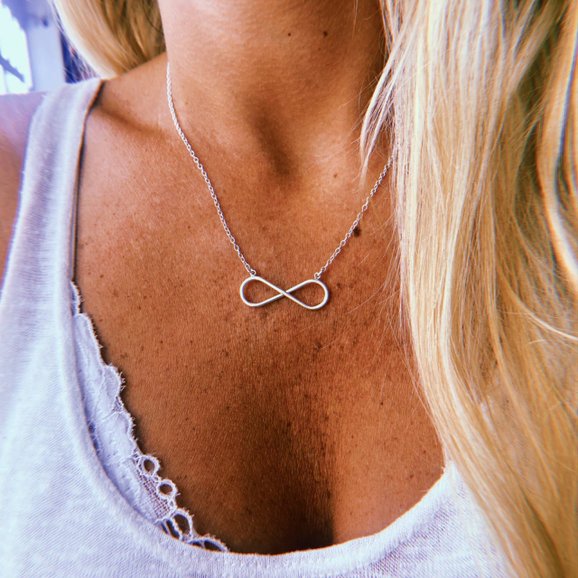 Cadena infinito fino (42 cm + 3 cm de extensor) o plata 925