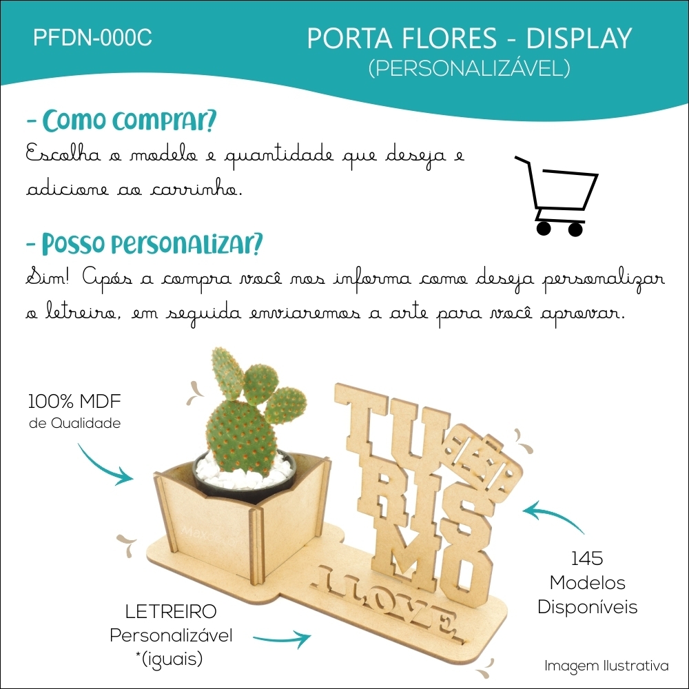 10 Porta Flores Com Display e Nome Personalizado Mdf - Arquitetura
