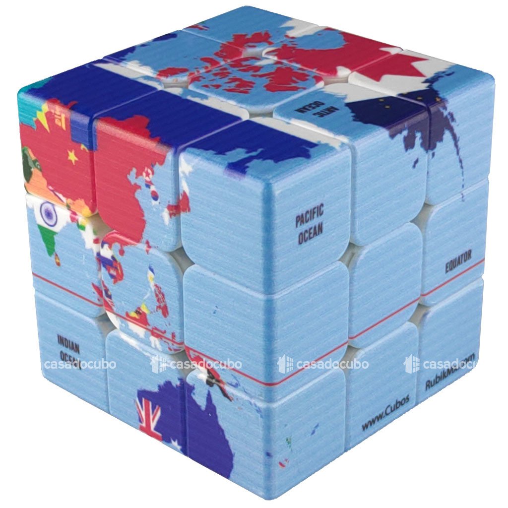 Cubo Mágico 3x3x3 Warina Mapa do Mundo Bandeiras Geografia