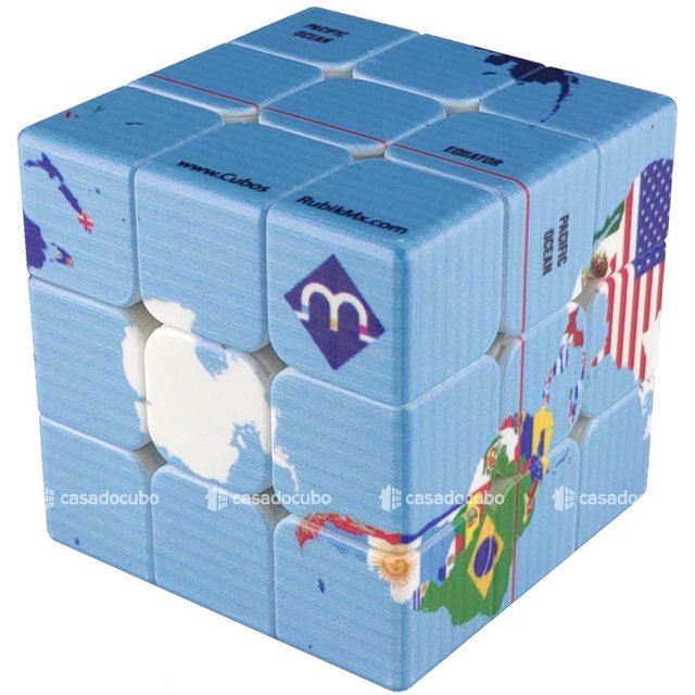 Cubo Mágico 3x3x3 Warina Mapa do Mundo Bandeiras Geografia