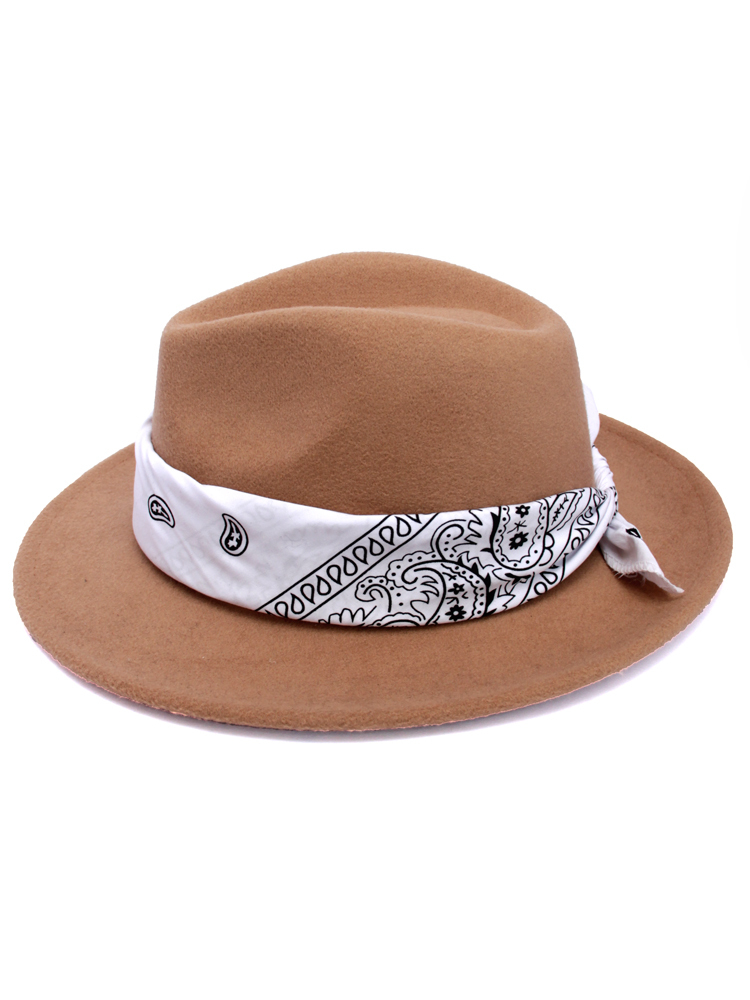 Chapéu Fedora Com Bandana Estampada Branca 46878