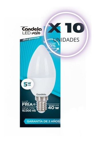 CANDELA LAMPARA VELA LED 5W FRIA X10 - Casa Mendoza