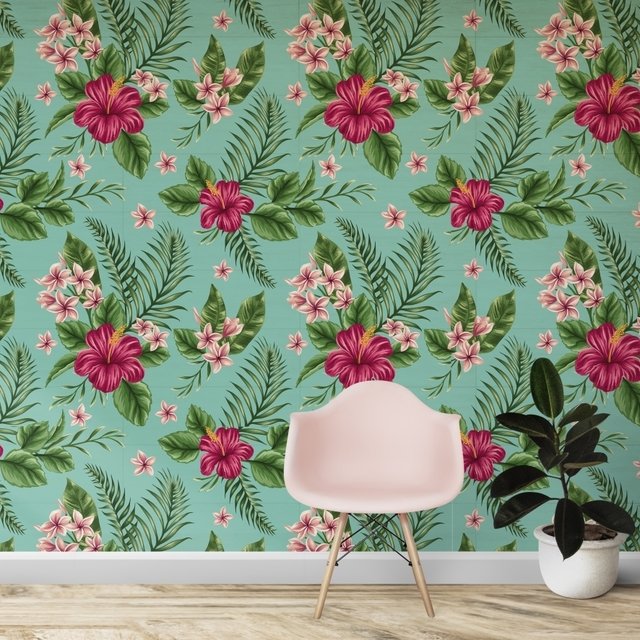Papel De Parede Floral Tropical 01 Arte E Cores