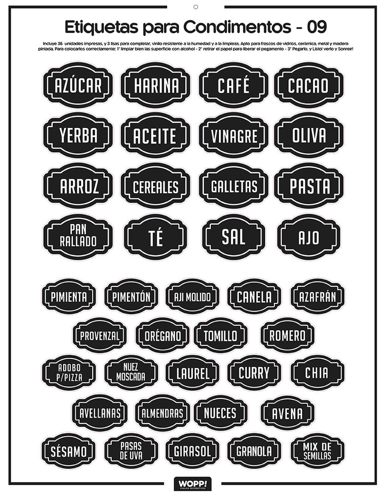 Etiquetas para condimentos //C03 - Wopp vinilos