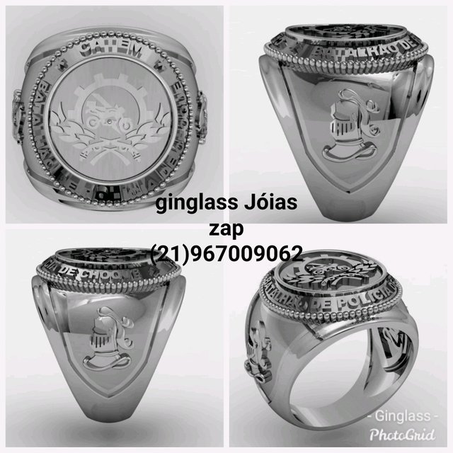 Anel do batalhão de policia de choque rj em prata de lei