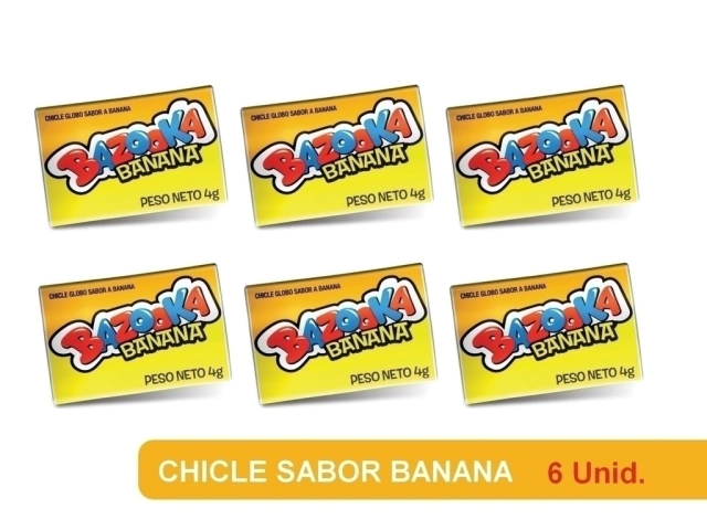 Chicle Bazooka Banana 6 unidades - Comprar en Ekosher
