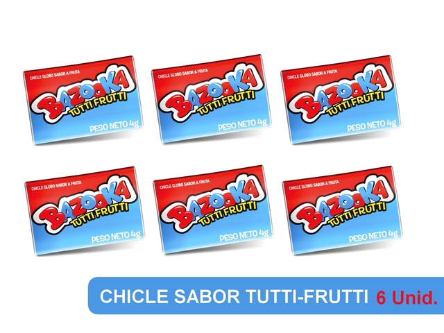 Chicle Bazooka Tutti-Frutti 6 unidades - Ekosher