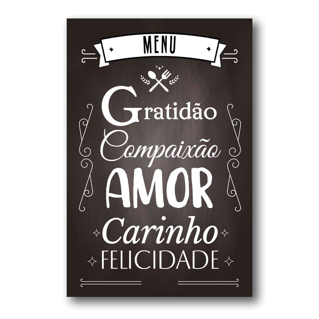 PLACA MENU GRATIDÃO - Art Print Decorações