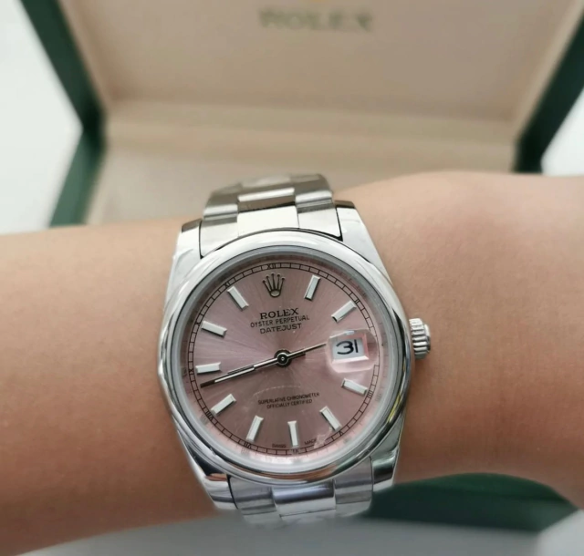 Relógio Rolex Prata e Rosa