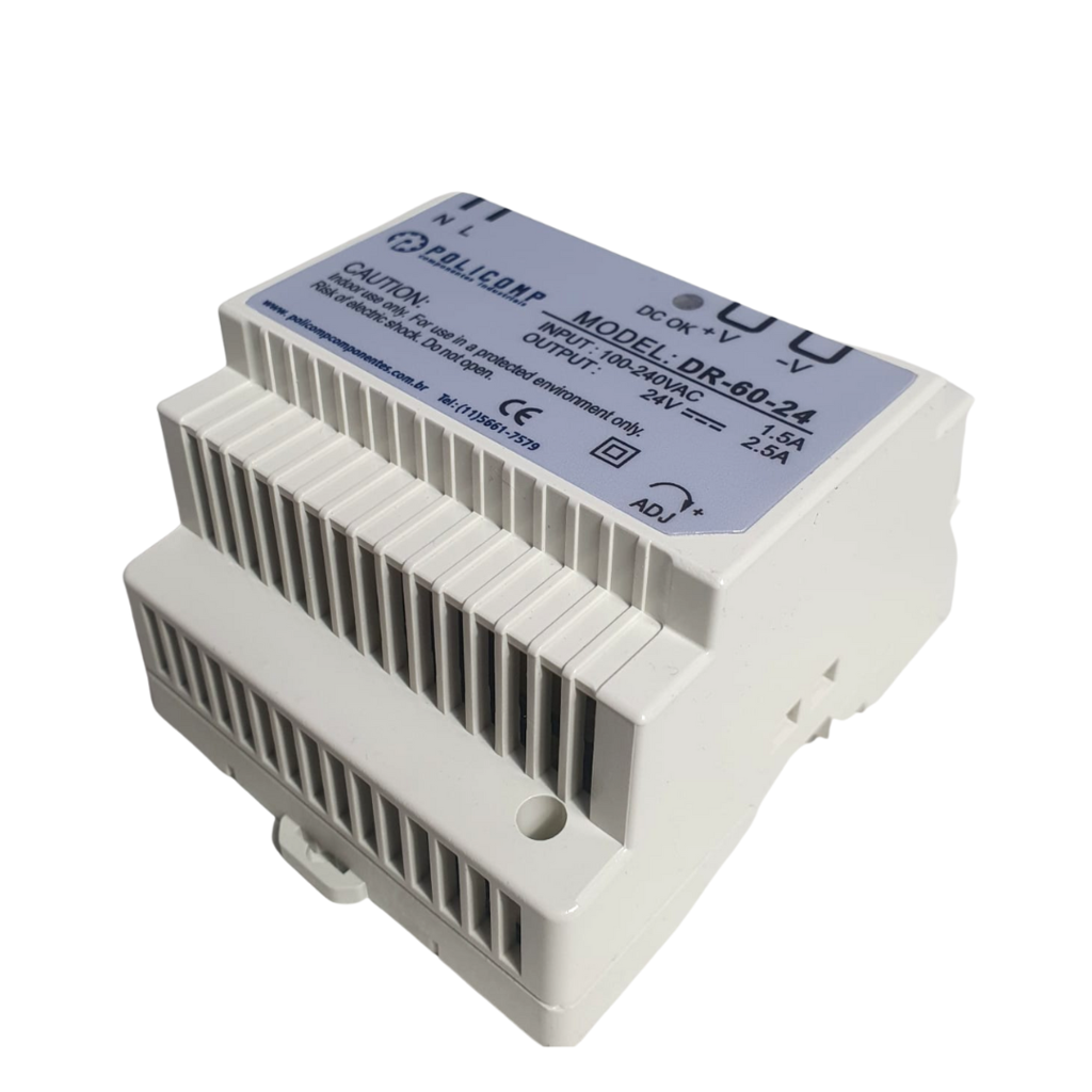 FONTE MODULAR CHAVEADA - TRILHO DIN 100/240VAC 24VDC 2.5A 60w