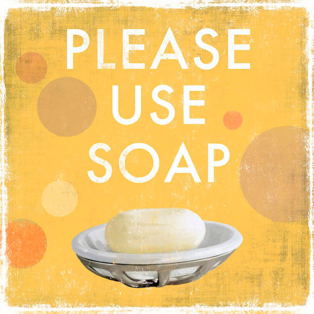 Gravura Banheiro para Quadro - PLEASE USE SOAP