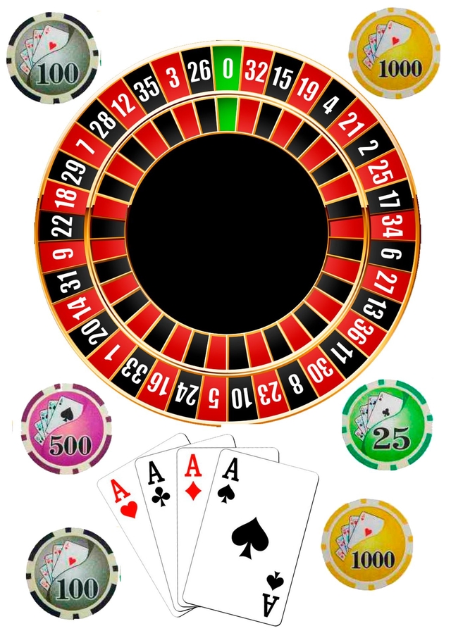 Lámina comestible para torta ruleta, pocker