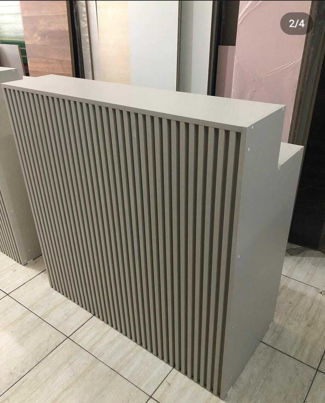 Balcão caixa ripado MDF areia cód.santi