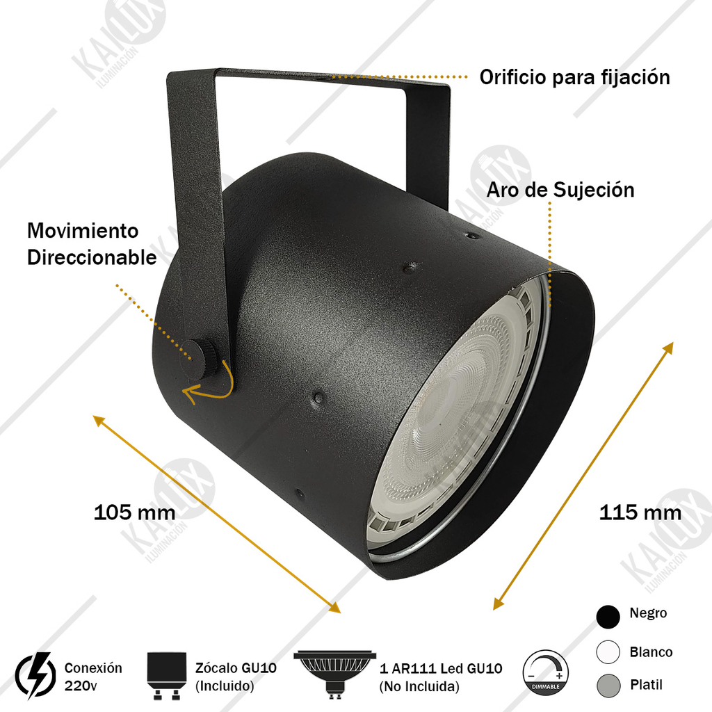 Spot Cilindro Para Ar111 220v Apto Led GU10