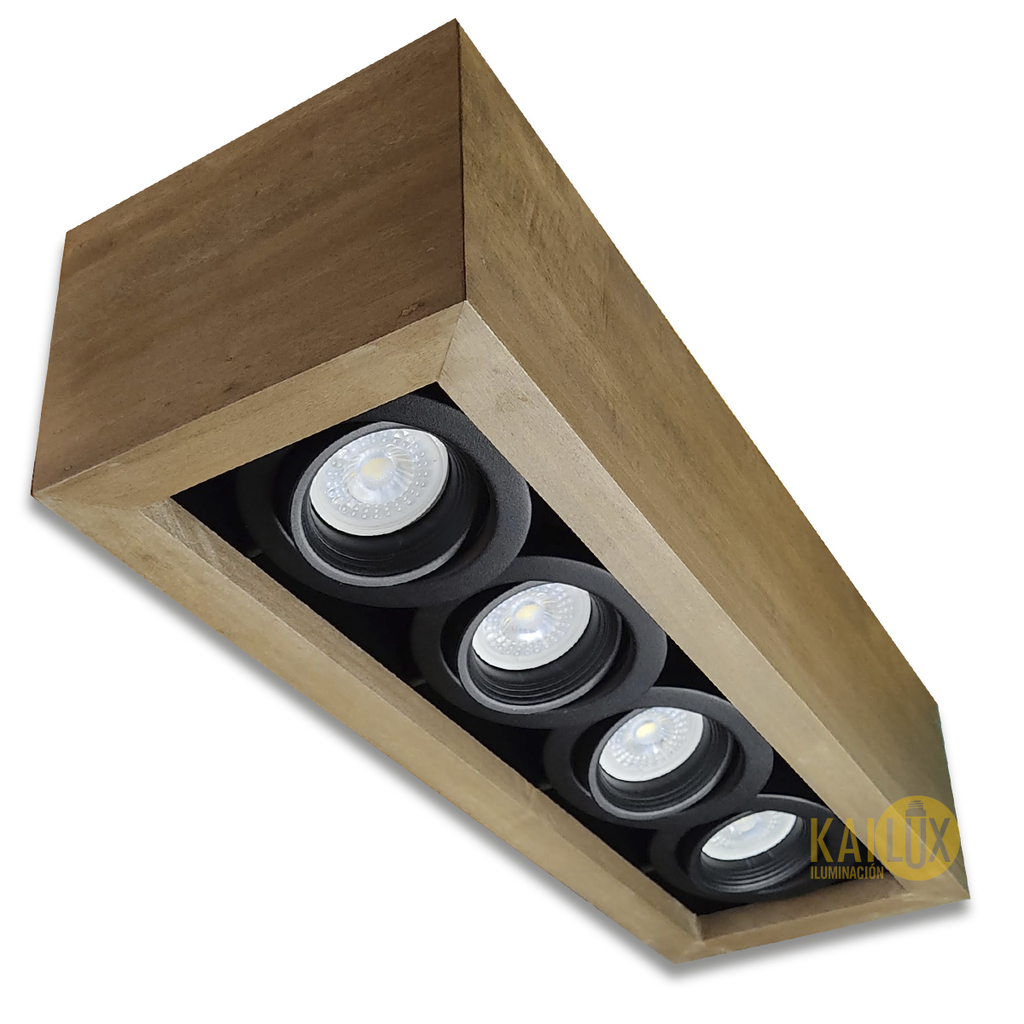 Plafon De Madera Lineal 4 Luces Dicroicas Led Gu10