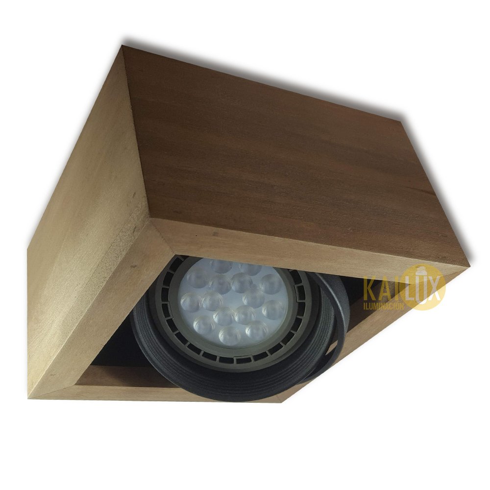 Plafon Madera Techo Cuadrado 1 Luz AR111